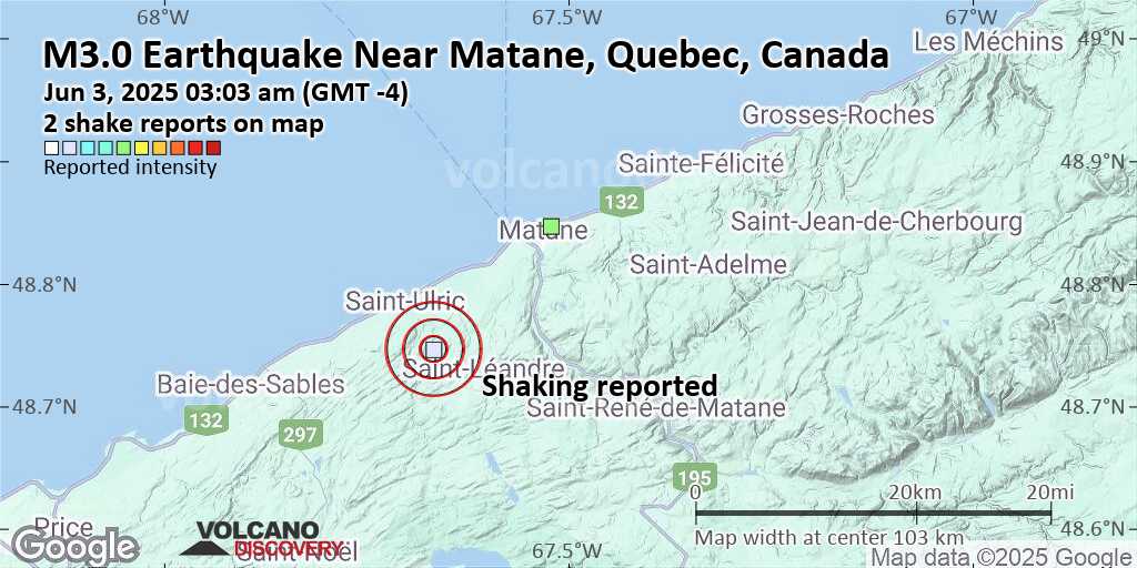 Seismic-like Event, Possible Earthquake, Reported few Minutes ago Near ...