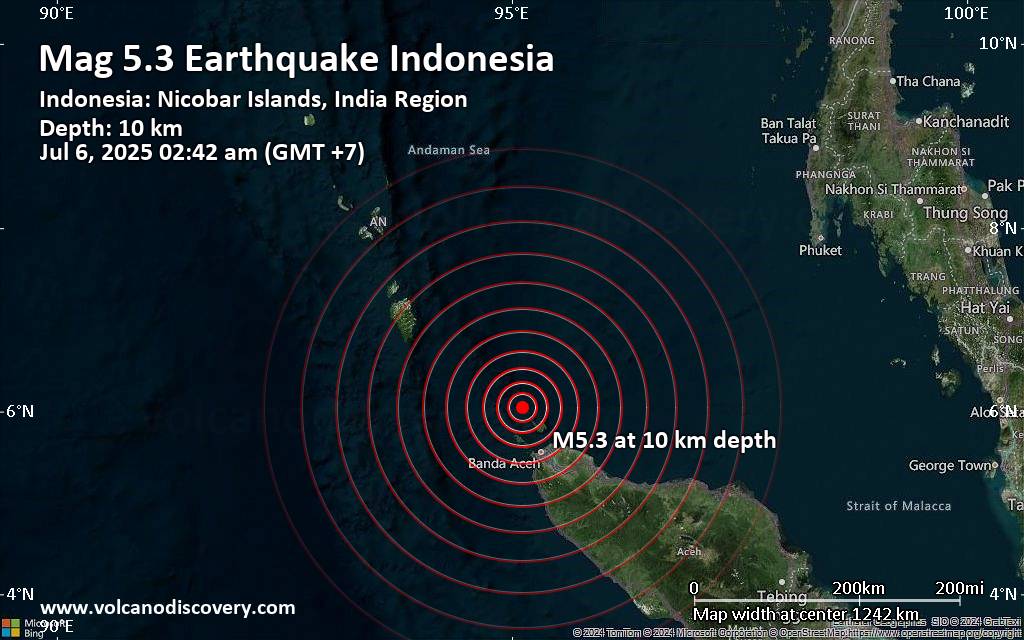 Strong Mag. 5.4 Earthquake - Andaman Sea, 34 km Northwest of Sabang ...