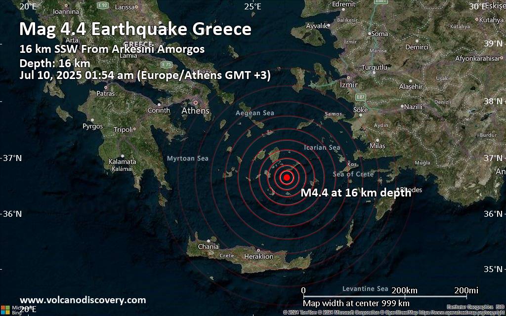 Moderate Mag. 4.4 Earthquake - Aegean Sea, 25 km Southwest of Nisi ...