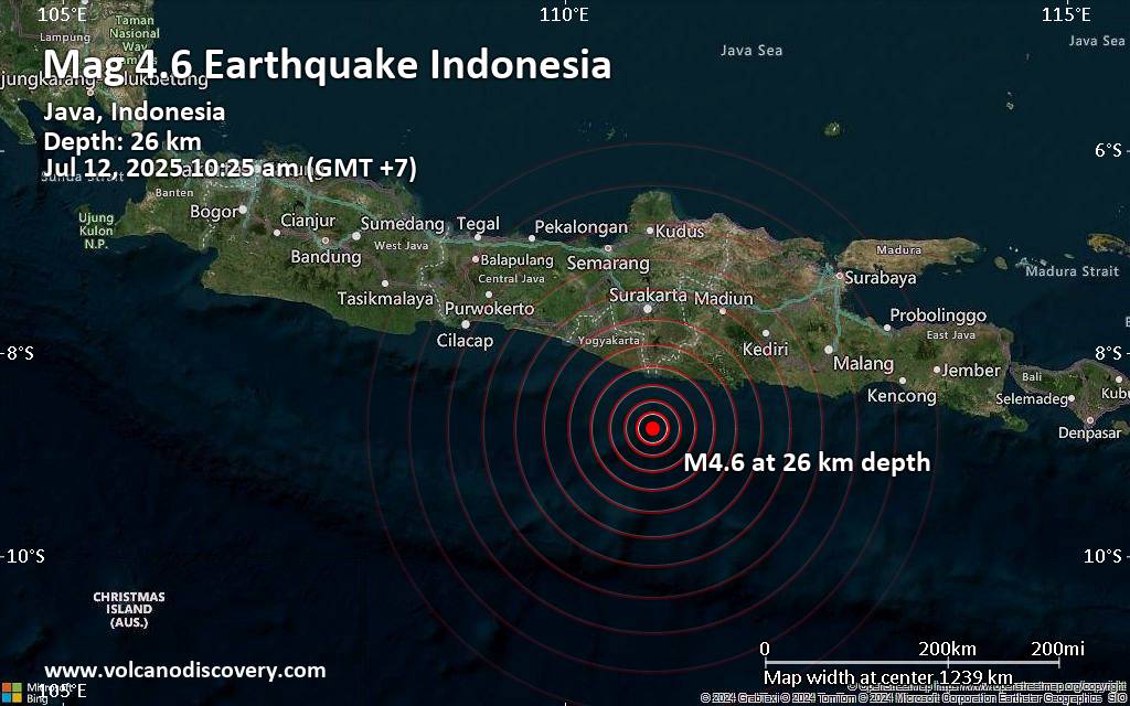 Magnitude 4.6 Earthquake Strikes Near Wonosari, Gunung Kidul Regency ...