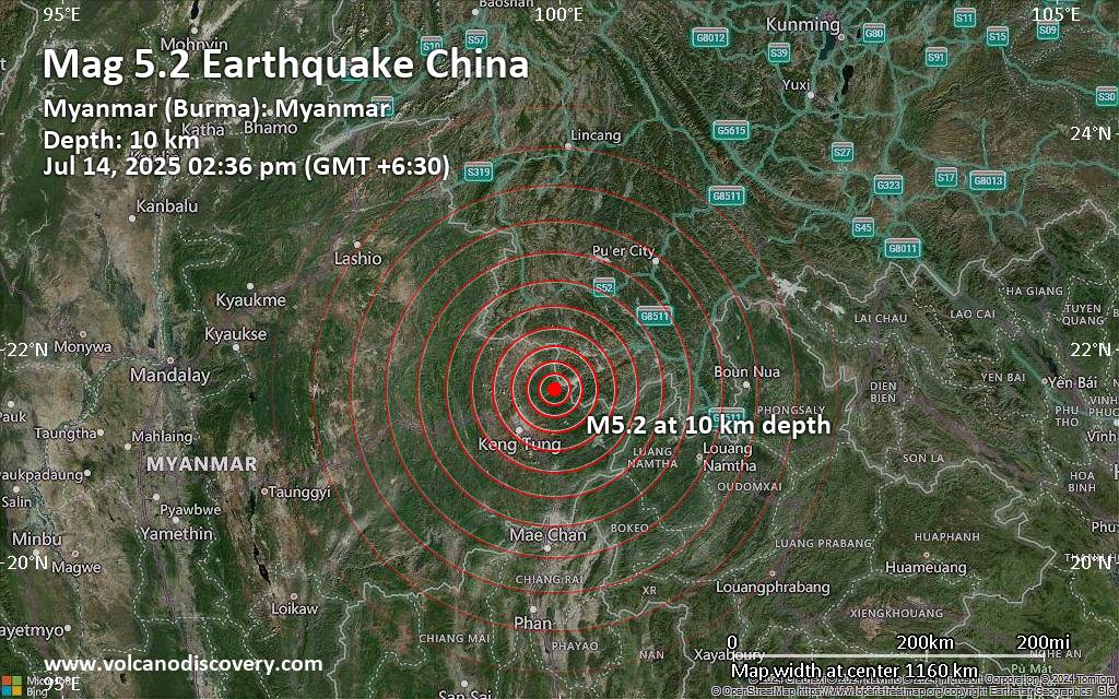 Moderate Mag. 4.5 Earthquake - 0 km SE of Kēng Tung, Burma (Myanmar ...