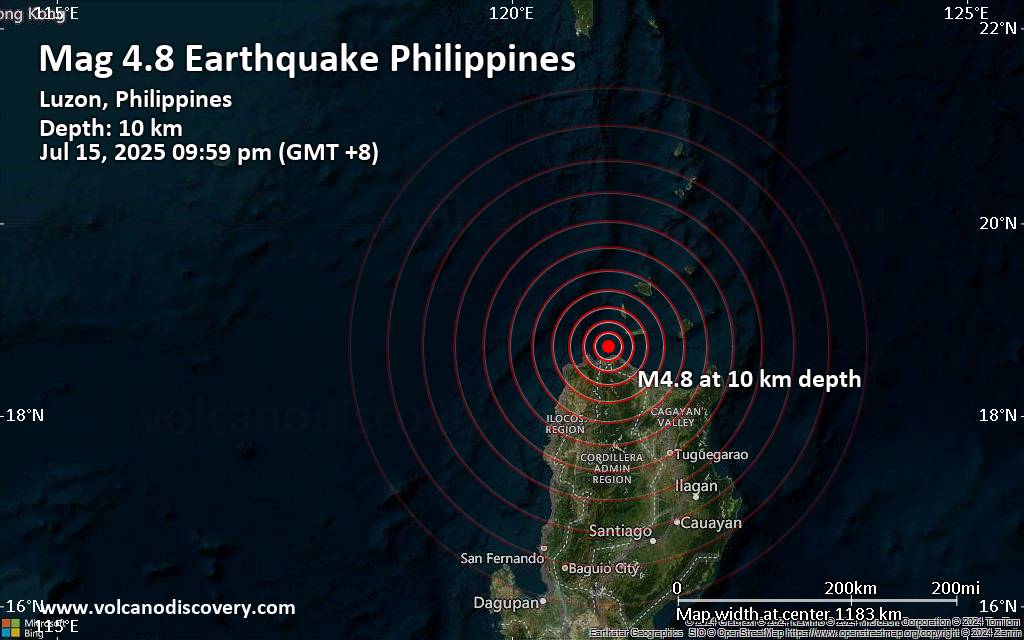 Moderate Mag. 4.8 Earthquake - Philippine Sea, 44 km South of Hengchun ...