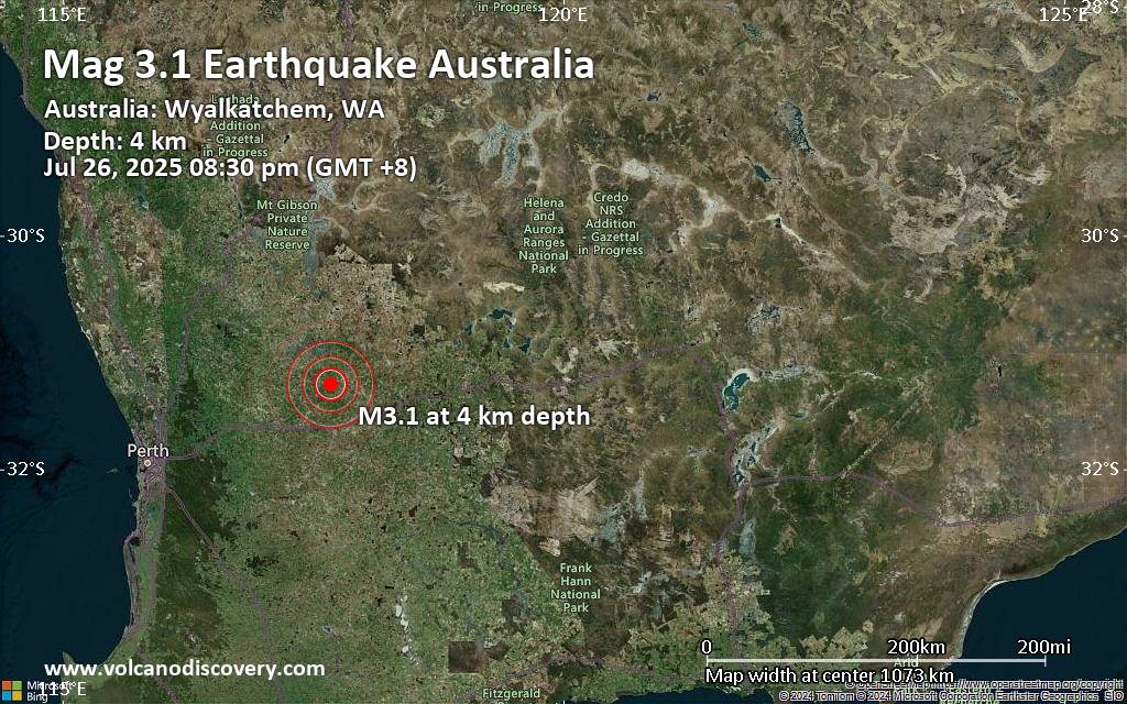 Light Mag. 3.1 Earthquake - Trayning, 40 km North of Kellerberrin ...