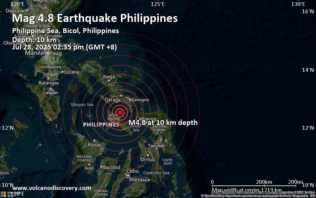 Moderate Mag. 4.6 Earthquake - Luzon, Philippines, on Monday, Jul 28 ...