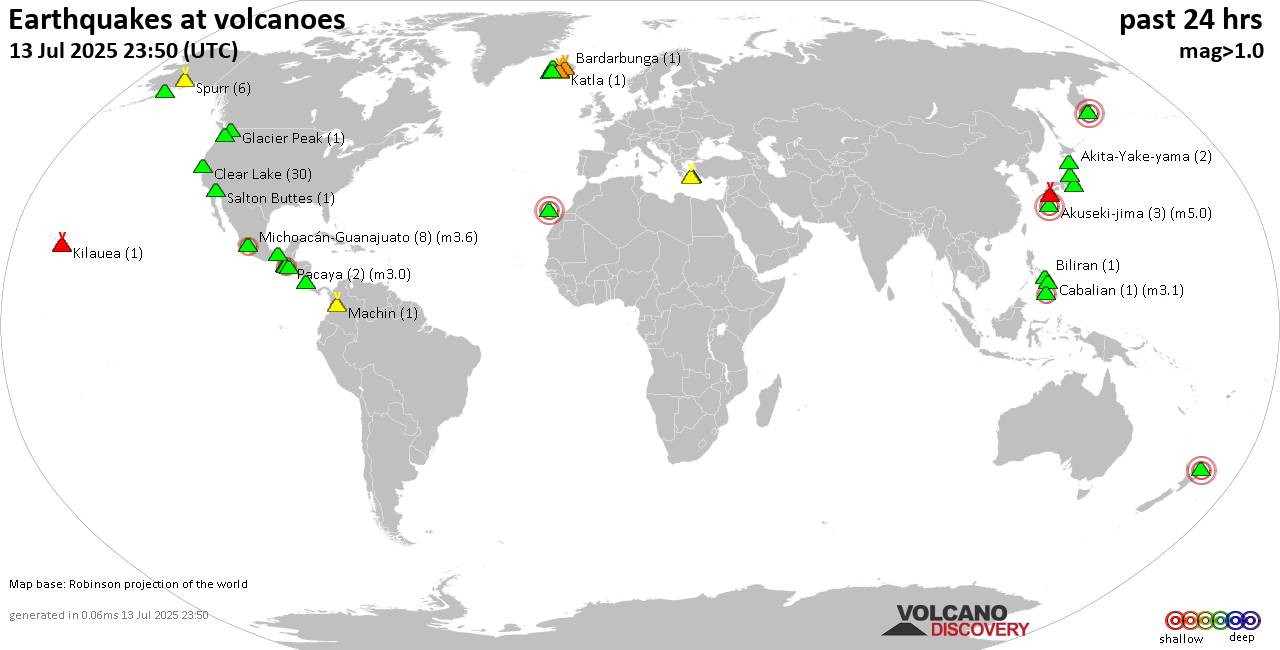 Volcano Earthquake Report for Sunday, 13 Jul 2025 | VolcanoDiscovery