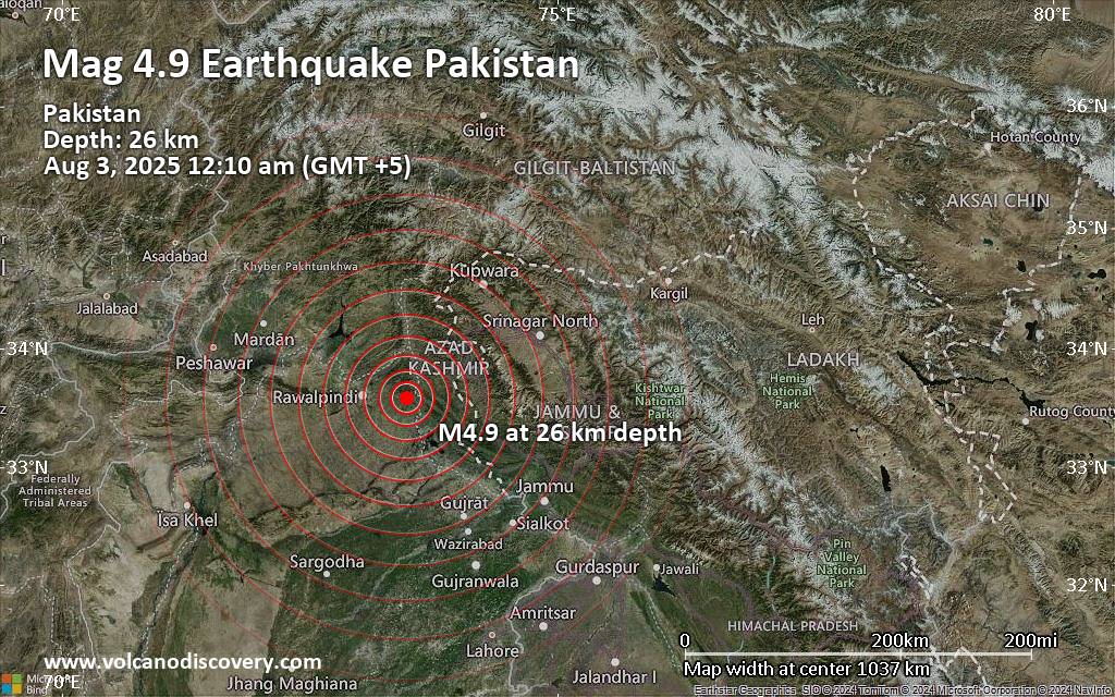 Moderate Mag. 4.9 Earthquake - Punjab Province, 56 km Southeast of ...