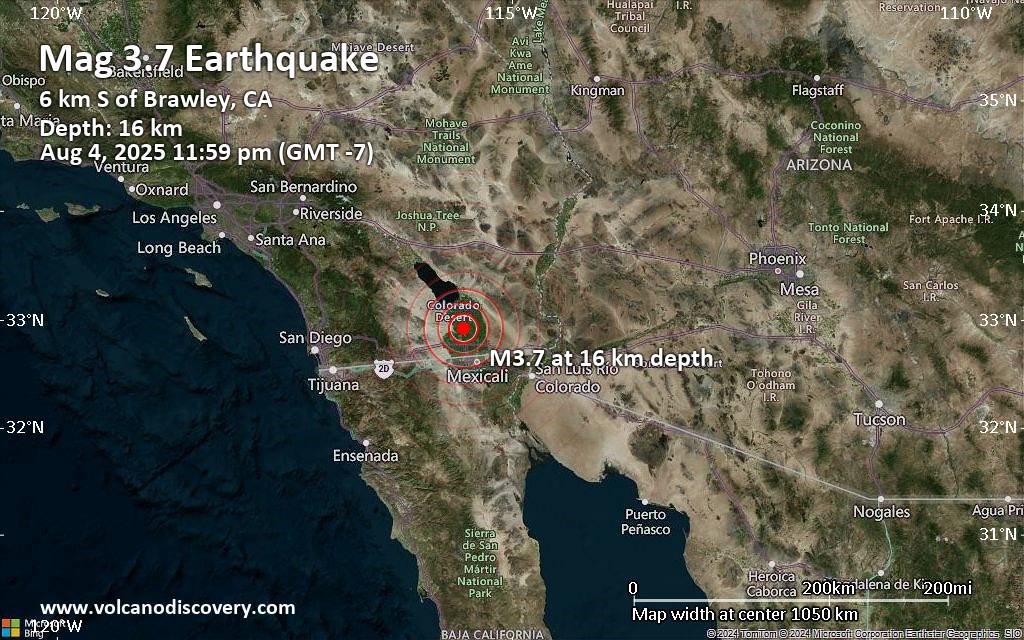 Small Tremor of Magnitude 3.7 Just Reported 4 Miles South of Brawley ...