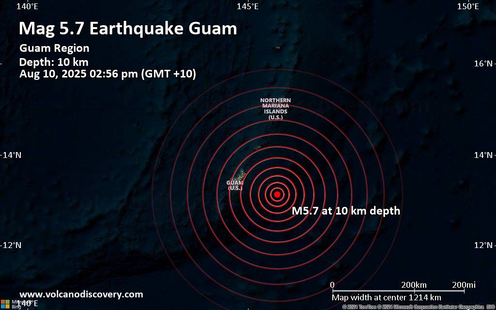 Magnitude 5.7 Earthquake Strikes Near Dededo Village, Dededo, Guam ...