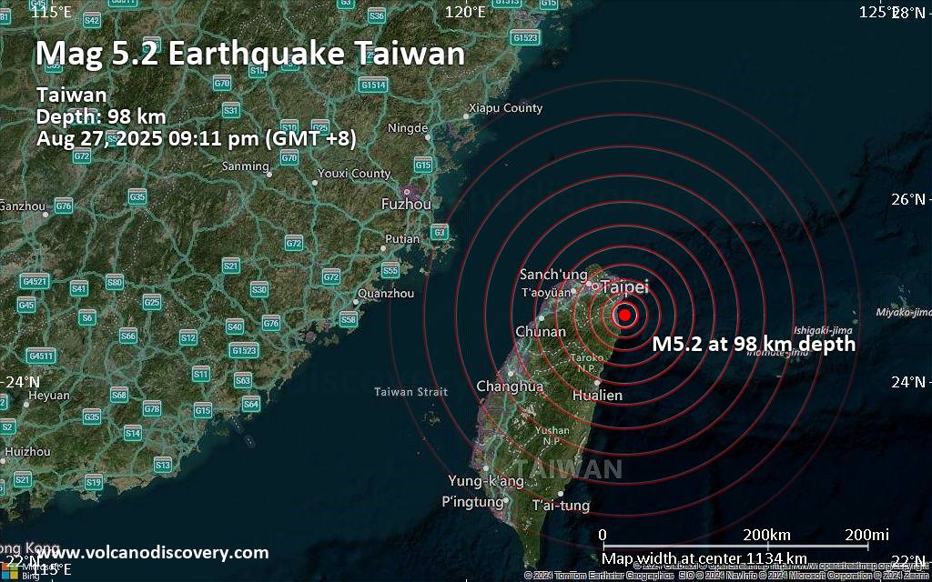 Strong Mag. 5.3 Earthquake - Philippine Sea, 18 km Northeast of Yilan ...