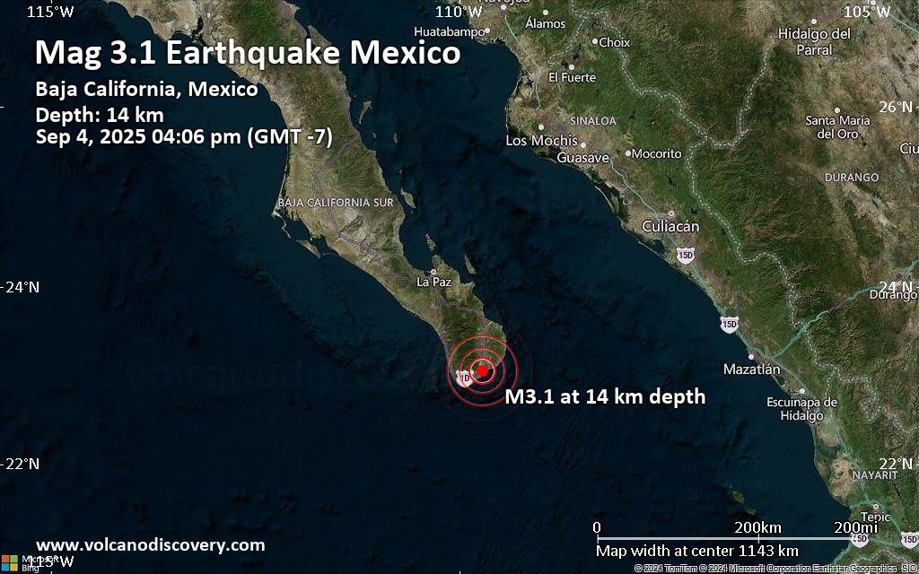 Light Mag. 3.1 Earthquake - Baja California Sur, Mexico, on Thursday ...