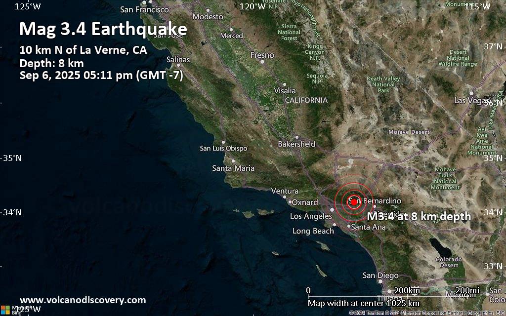 Small 3.4 Quake Hits Near Pomona, Los Angeles County, California, USA ...