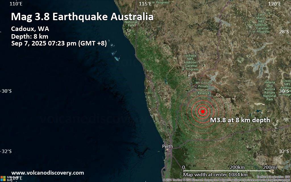 Light Mag. 3.8 Earthquake - 13 km North of Cadoux, Wongan-Ballidu ...