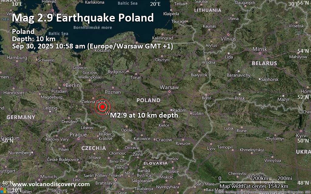 Small Magnitude 2.9 Quake Hits 13 km Southeast of Glogow, Poland in the ...