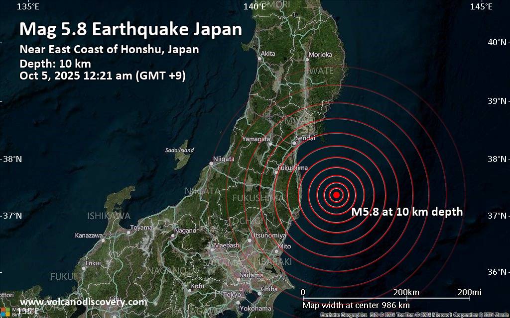 Significant Earthquake of Magnitude 5.8 Just Reported 88 km Northeast ...
