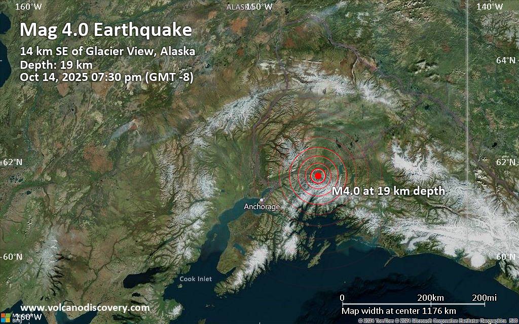 Magnitude 4.0 Earthquake Strikes Near Sutton-Alpine, Matanuska-Susitna ...