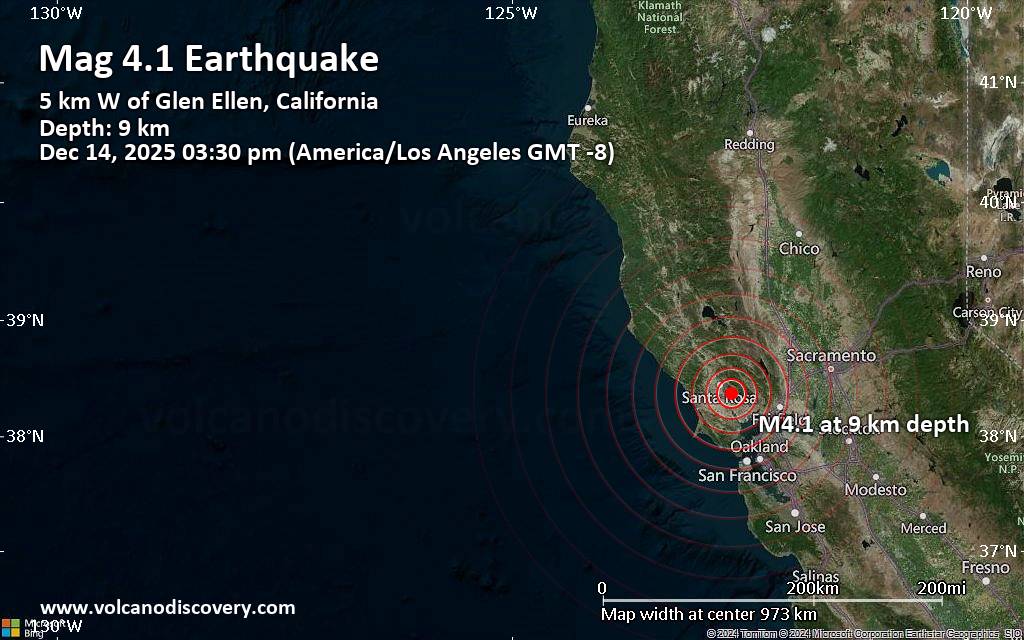 Magnitude 4.1 earthquake strikes near Santa Rosa, Sonoma County ...