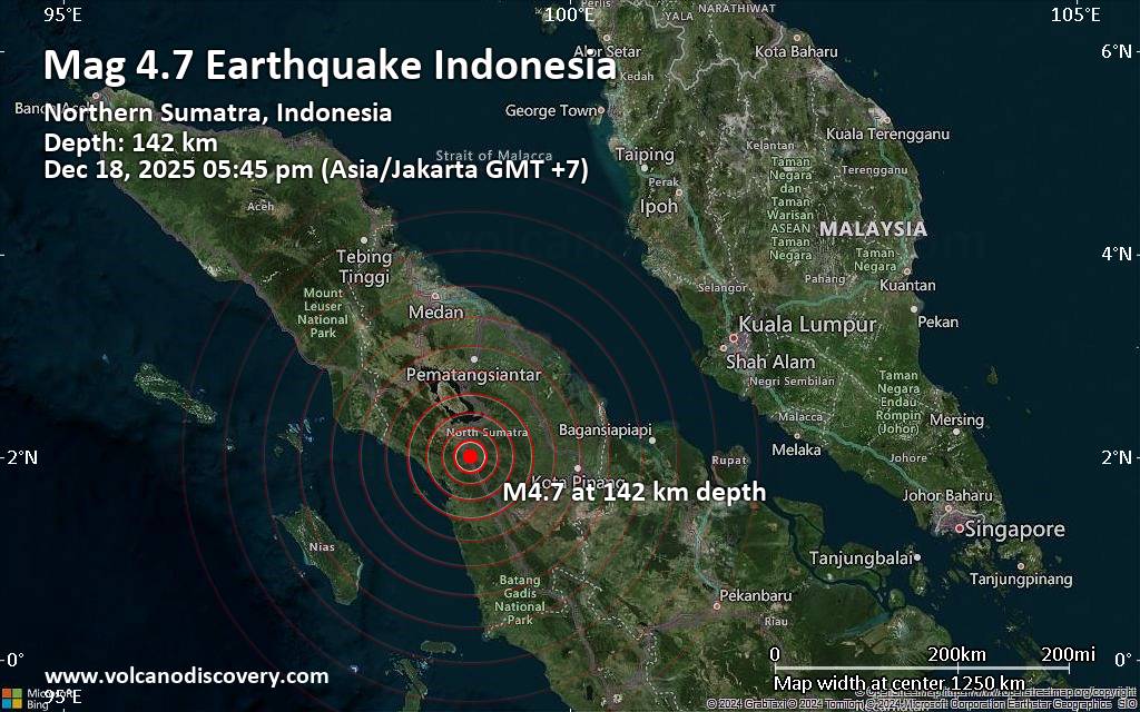 Moderate Magnitude 4.7 Quake Hits 6 km East of Tarutung, Indonesia in ...