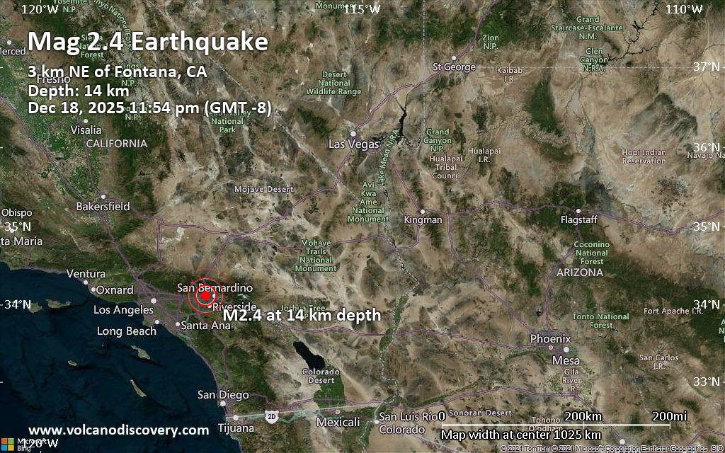 Small 2.4 Quake Hits Near Fontana, San Bernardino County, California, USA
