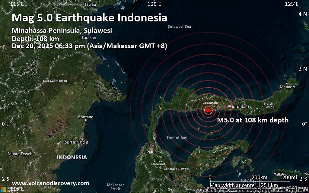 Moderate yet Deep Magnitude 5.0 Earthquake 123 km West of Gorontalo ...