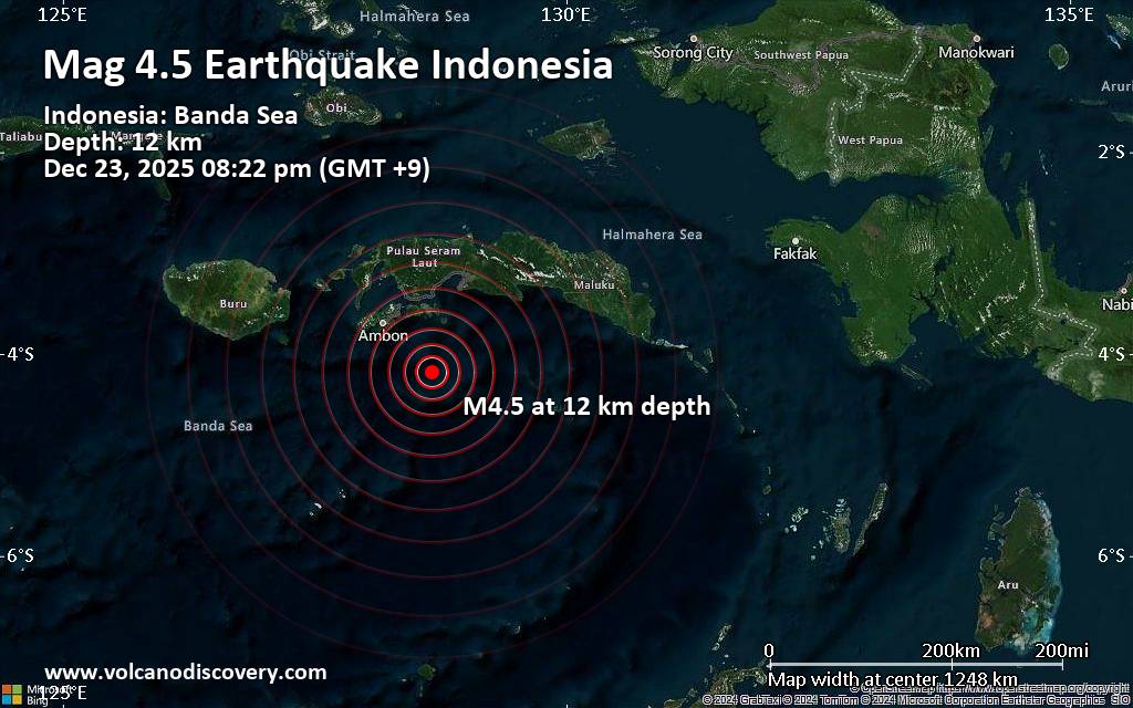 Moderate 4.5 Quake Hits Near Ambon, Kota Ambon, Maluku, Indonesia ...