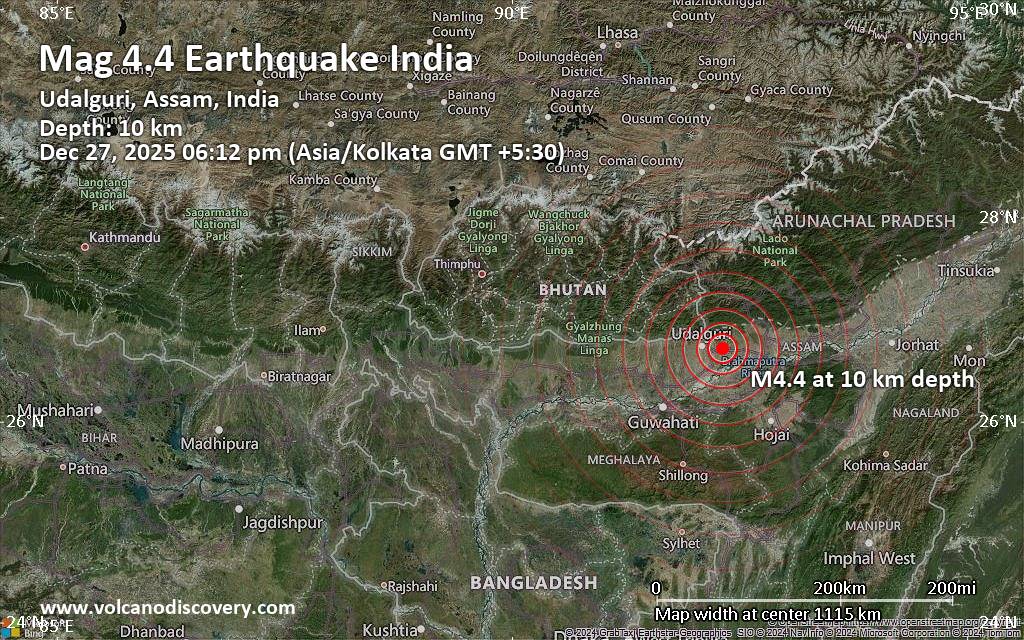 Moderate 4.4 Quake Hits Near Dhekiajuli, Sonitpur, Assam, India ...
