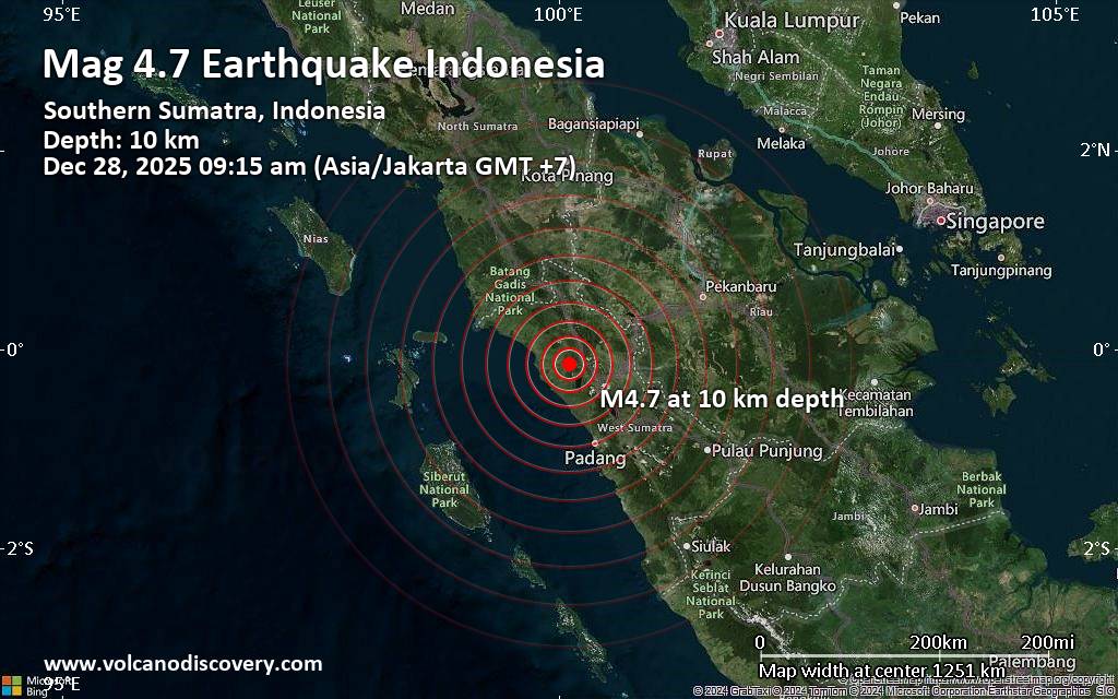 Moderate 4.7 Quake Hits Near Bukittinggi, Kota Bukittinggi, Provinsi ...