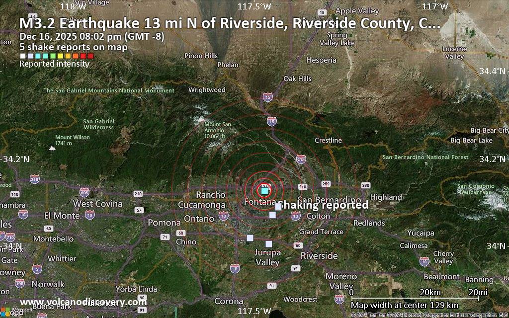 Seismic-like Event, Possible Earthquake, Reported few Minutes ago Near ...