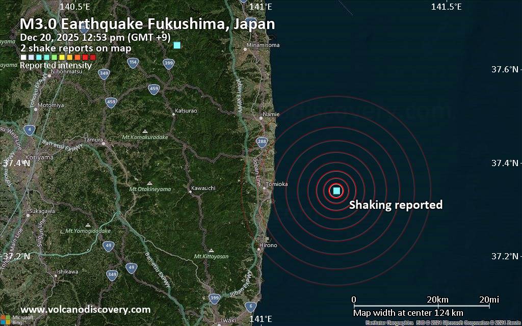 Seismic-like Event, Possible Earthquake, Reported few Minutes ago Near ...