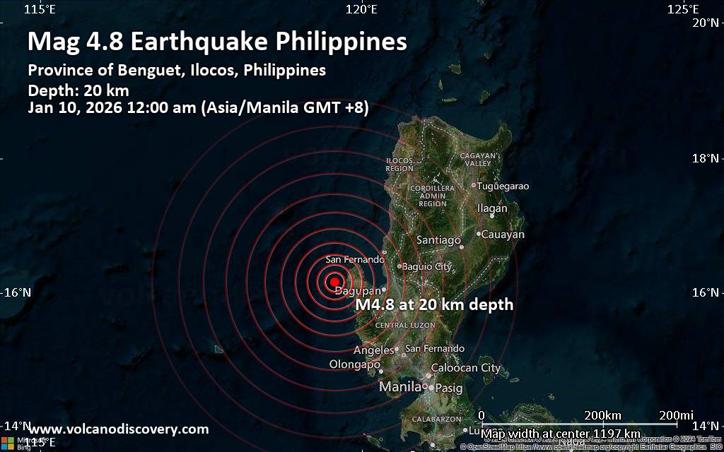 Moderate Magnitude 4.8 Earthquake 82 km West of Dagupan, Philippines ...
