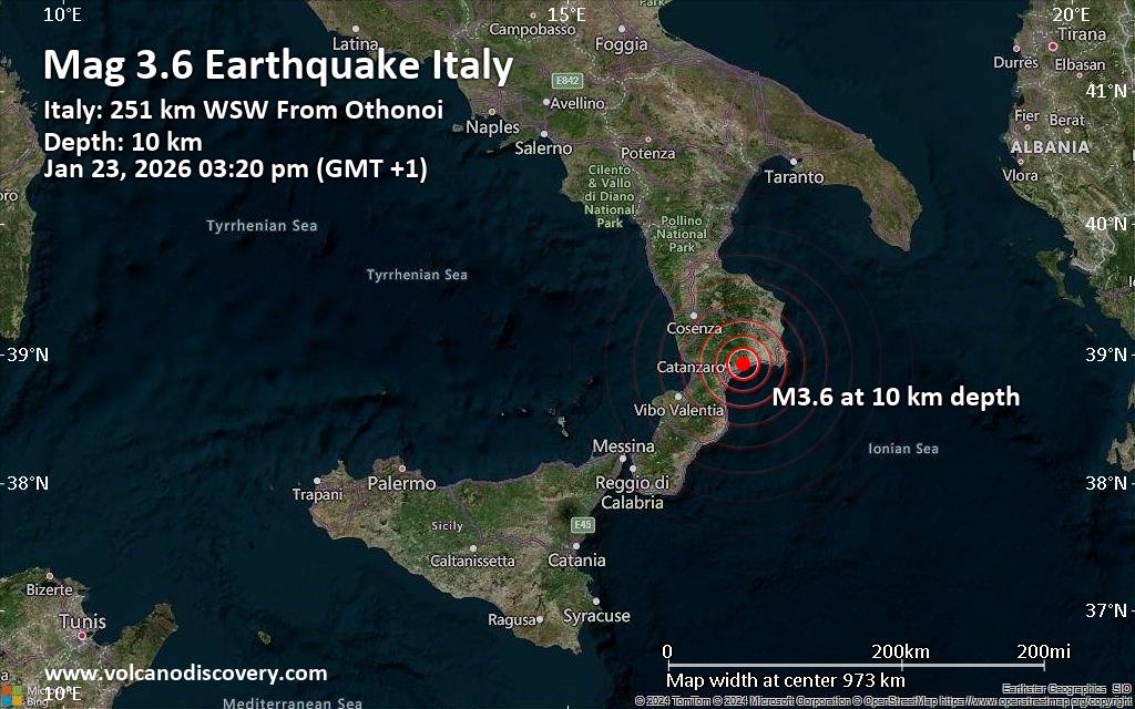 Small Magnitude 3.6 Earthquake 13 km Northeast of Catanzaro, Italy ...
