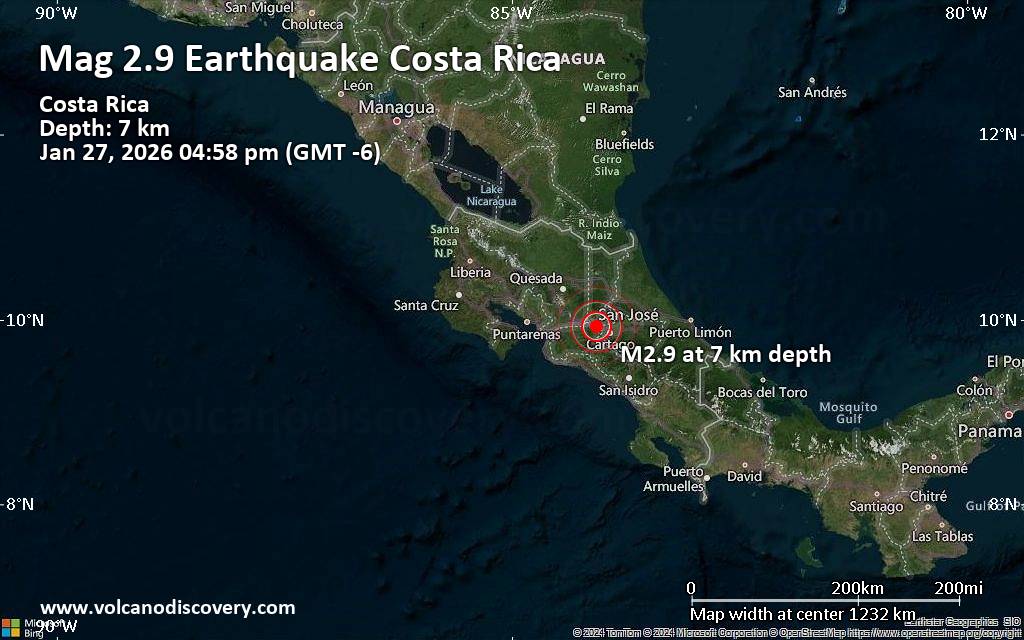 Terremoto leve mag. 3.3 - 3.4 km al noreste de San José, San José ...