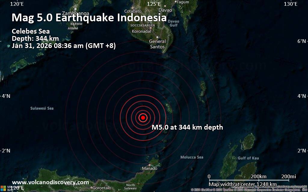 Magnitude 5.0 Earthquake Strikes Near Tahuna, Kabupaten Kepulauan ...