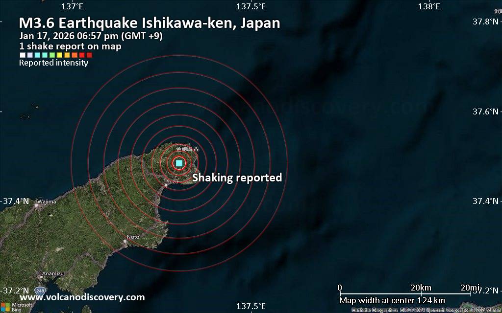 Seismic-like Event, Possible Earthquake, Reported few Minutes ago Near ...