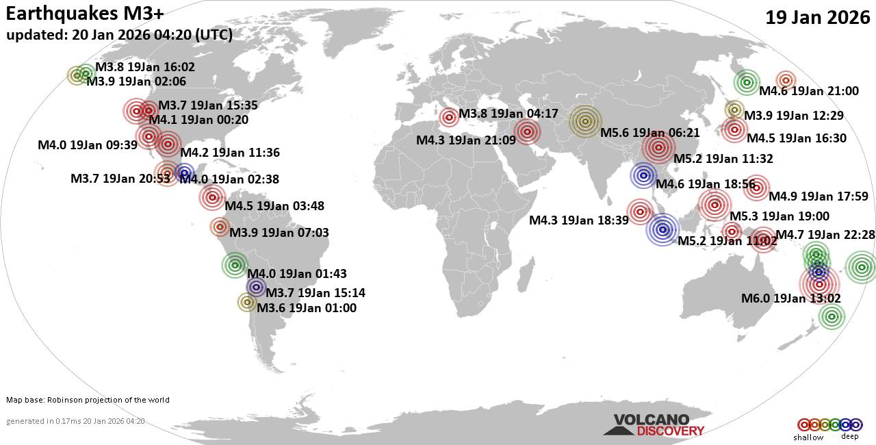 Terremoti nel mondo - rapporto sismico per il 19 gennaio 2026 ...