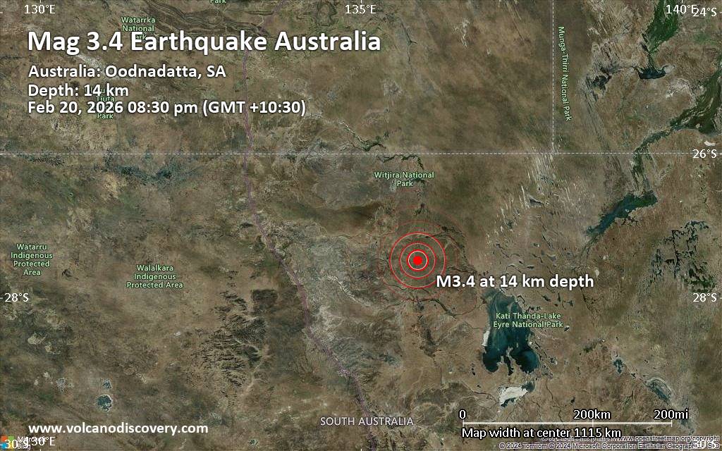 Small Magnitude 3.4 Quake Hits 27 Miles East of Oodnadatta, South ...