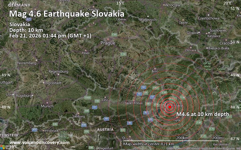 Magnitude 4.6 earthquake strikes near Bratislava, Slovakia ...