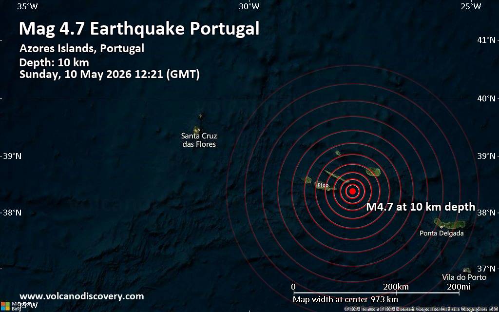 Moderate Mag. 4.6 Earthquake - North Atlantic Ocean, 45 km East of ...