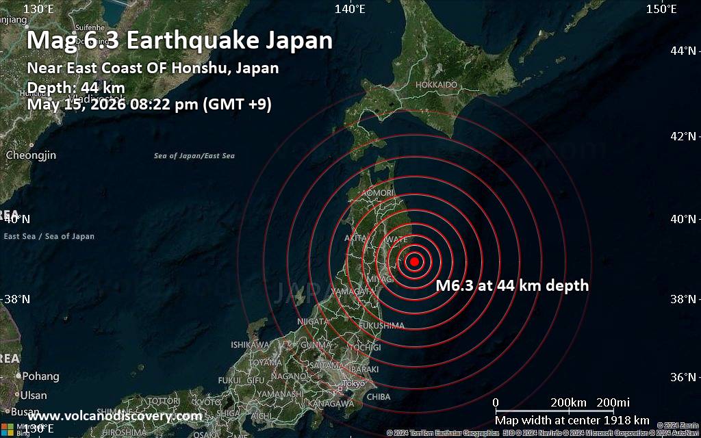 Significant 6.3 quake hits near Kesennuma, Kesennuma Shi, Miyagi, Japan