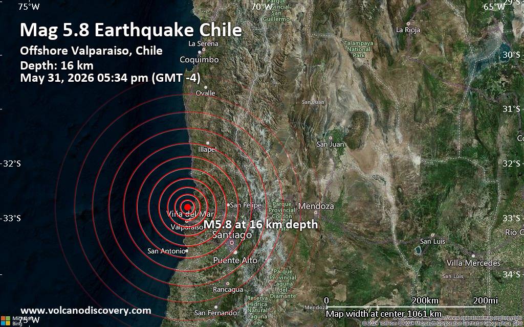 Magnitude 5.8 Earthquake Strikes Near Valparaiso, Provincia de ...